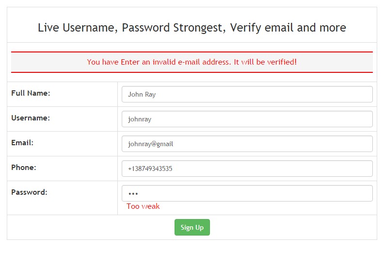 Secure Signup with live available username, check password strongest ...