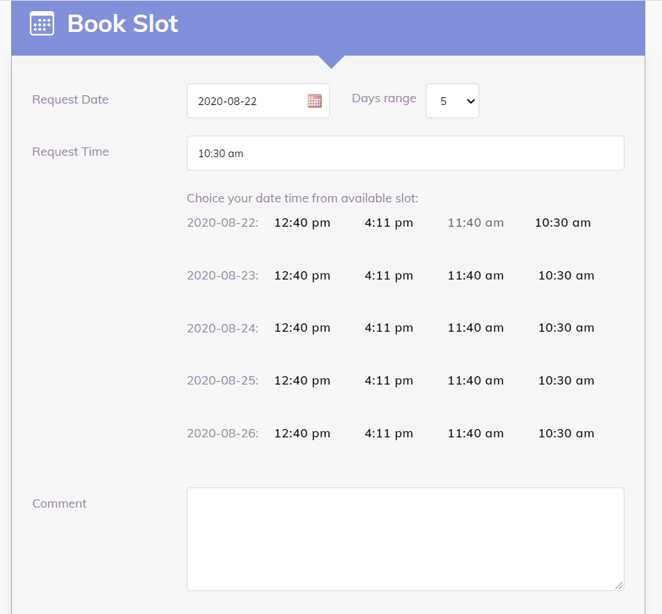 Appointment Schedule Slot Management System for $10 - CodeClerks