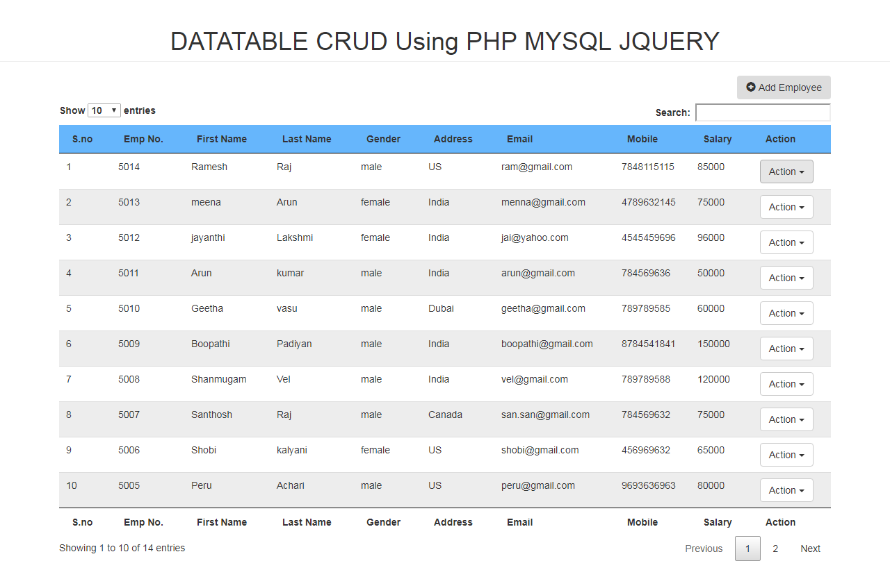 Jquery Datatables With Php Mysql And Ajax Example Mobile Legends Gambaran